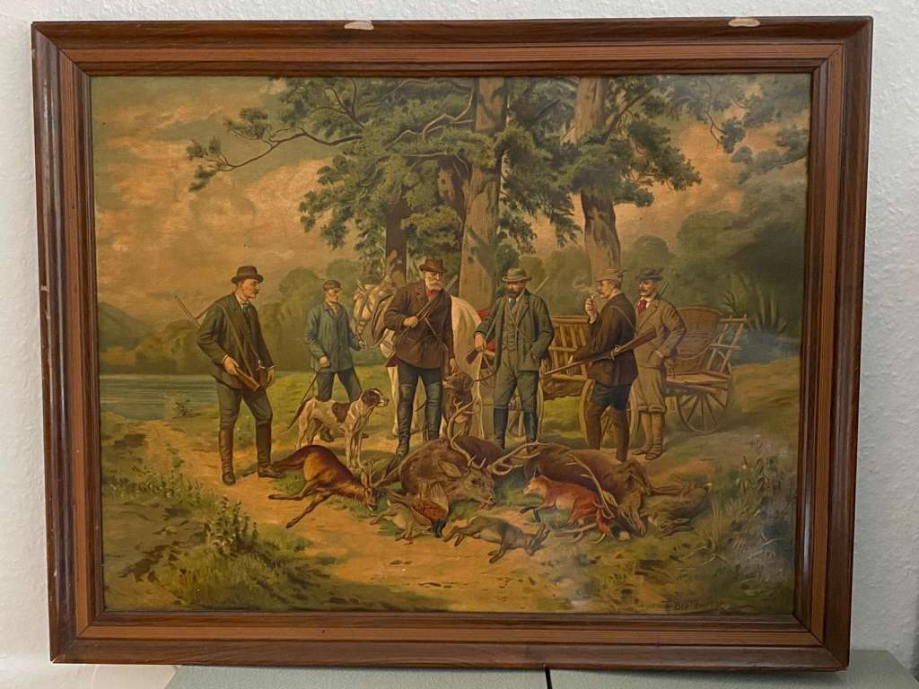 Antique hunting scene print - USGUNPORT - Best guns online
